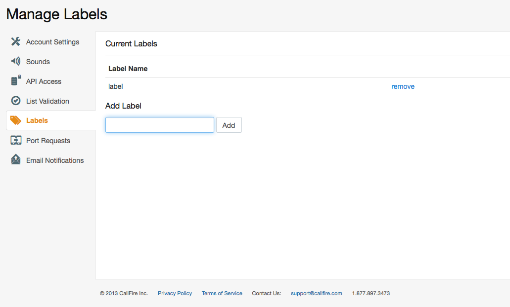 Configuring Labels | CallFire